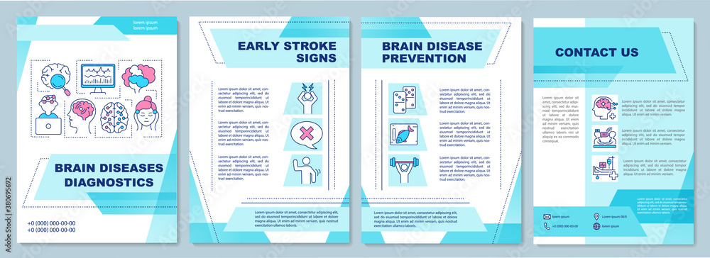 Brain diseases diagnostics brochure template. Neurological center flyer, booklet, leaflet print ...