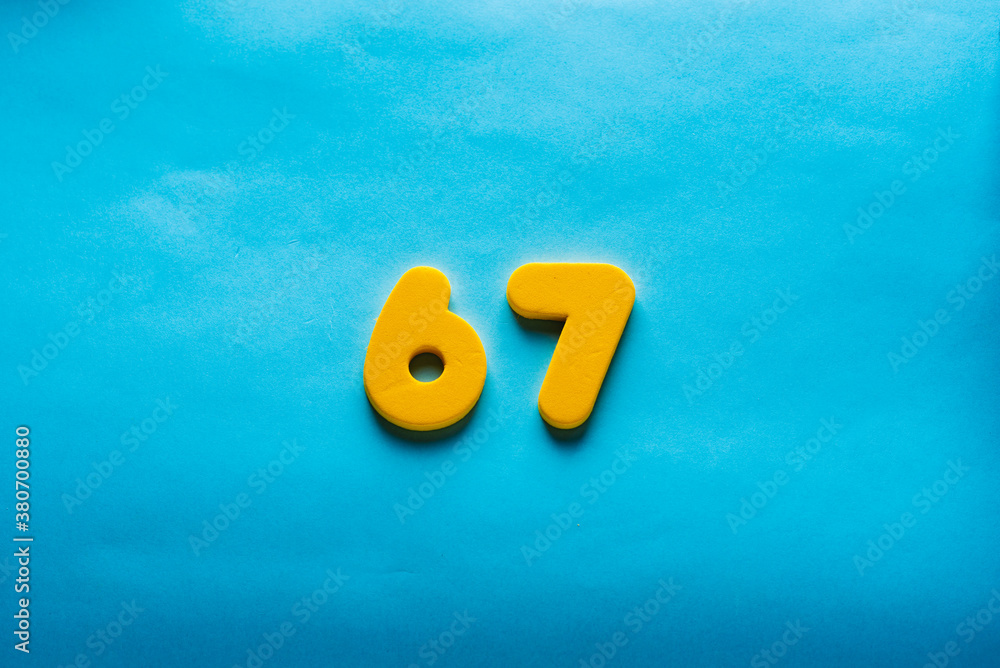 67 years old celebrating classic logo. Colored happy anniversary 67th ...