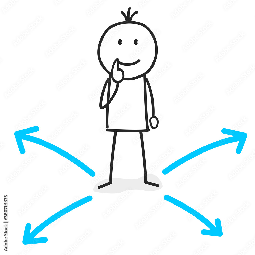 Strichmännchen muss sich für einen Weg entscheiden Stock-Vektorgrafik ...