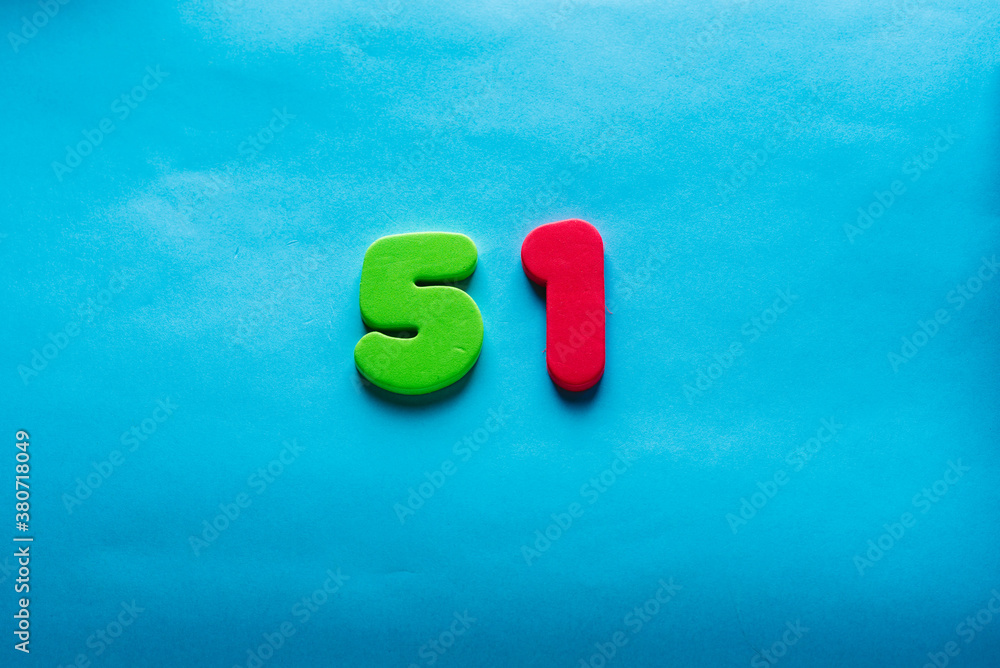 51 years old celebrating classic logo. Colored happy anniversary 51 th ...