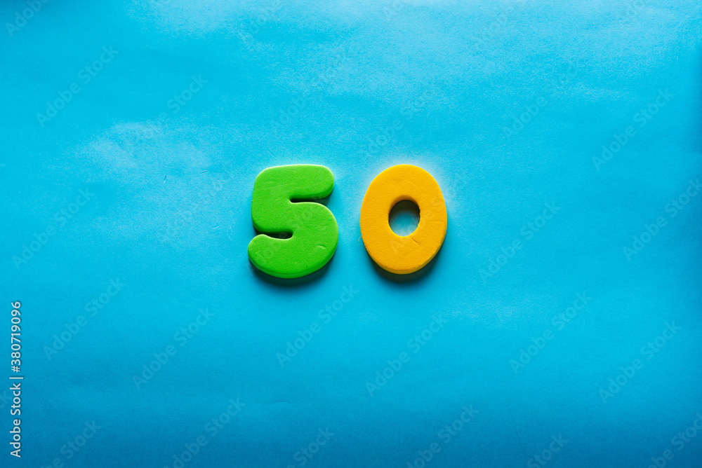 50 years old celebrating classic logo. Colored happy anniversary 50 th ...