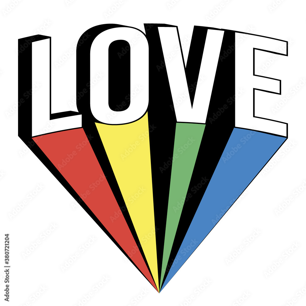 Colorful Love Slogan Artwork For Apparel and Other Uses Stock Vector ...