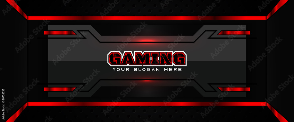 Futuristic red and black abstract gaming banner design template with ...