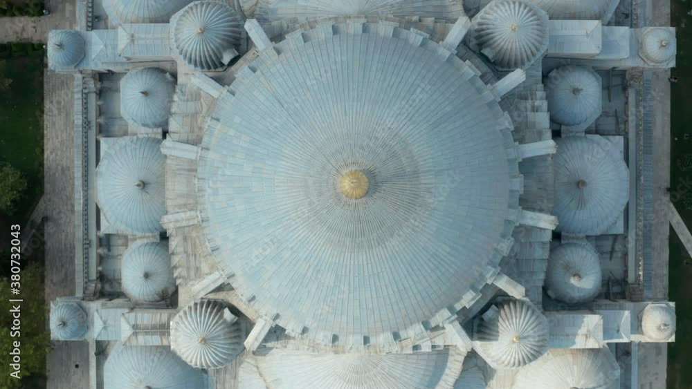 Directly above Mosque Roof Architecture masterpiece in beautiful light ...