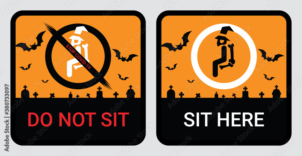 Please do not sit and sit here sign to prevent from Coronavirus or ...