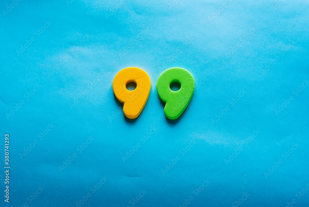 99 years old celebrating classic logo. Colored happy anniversary 99 th ...