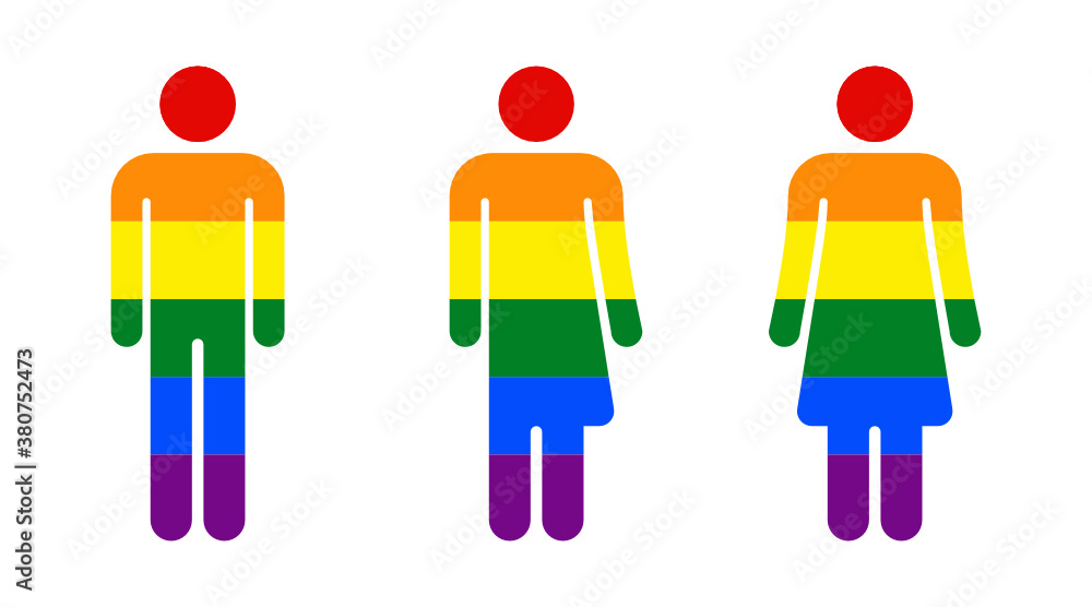 Set of lgbt rainbow male, non binary, gender neutral, female symbols ...