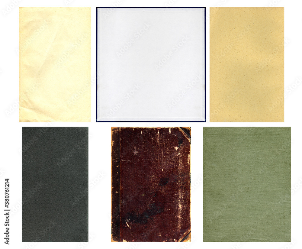 Paper and textile textures set. Blank retro pages and old book covers ...