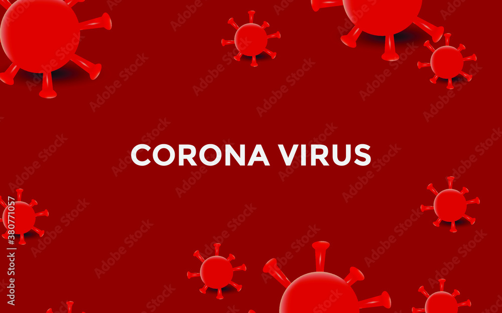 Horizontal banner concept with red viruses. Vector illustration with 3d ...