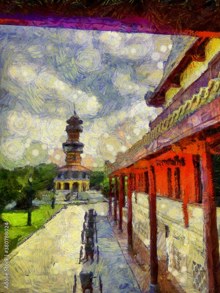 mansion ancient chinese architecture Illustrations creates ant style ...
