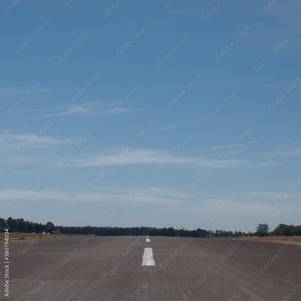 Small Airport Runway as seen from the cockpit at take-off Stock Photo ...