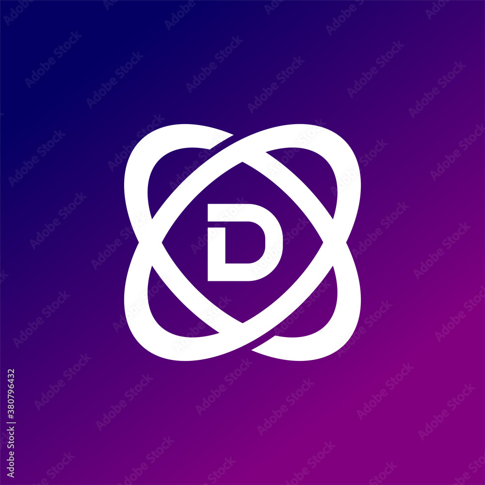 atom symbol shape. letter D logo. science graphic asset. Stock Vector ...