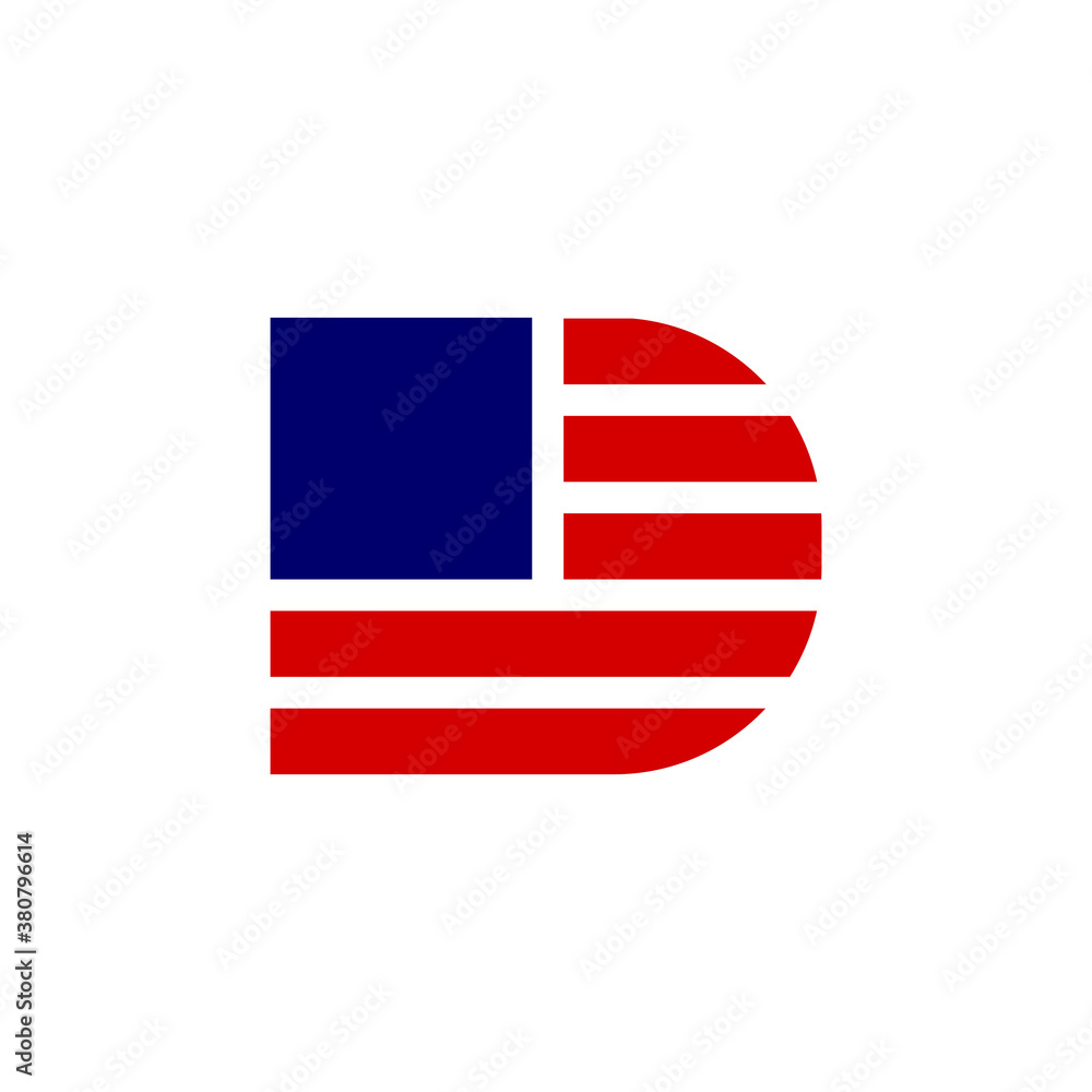 letter D logo. american flag style. vector graphic asset. Stock Vector ...