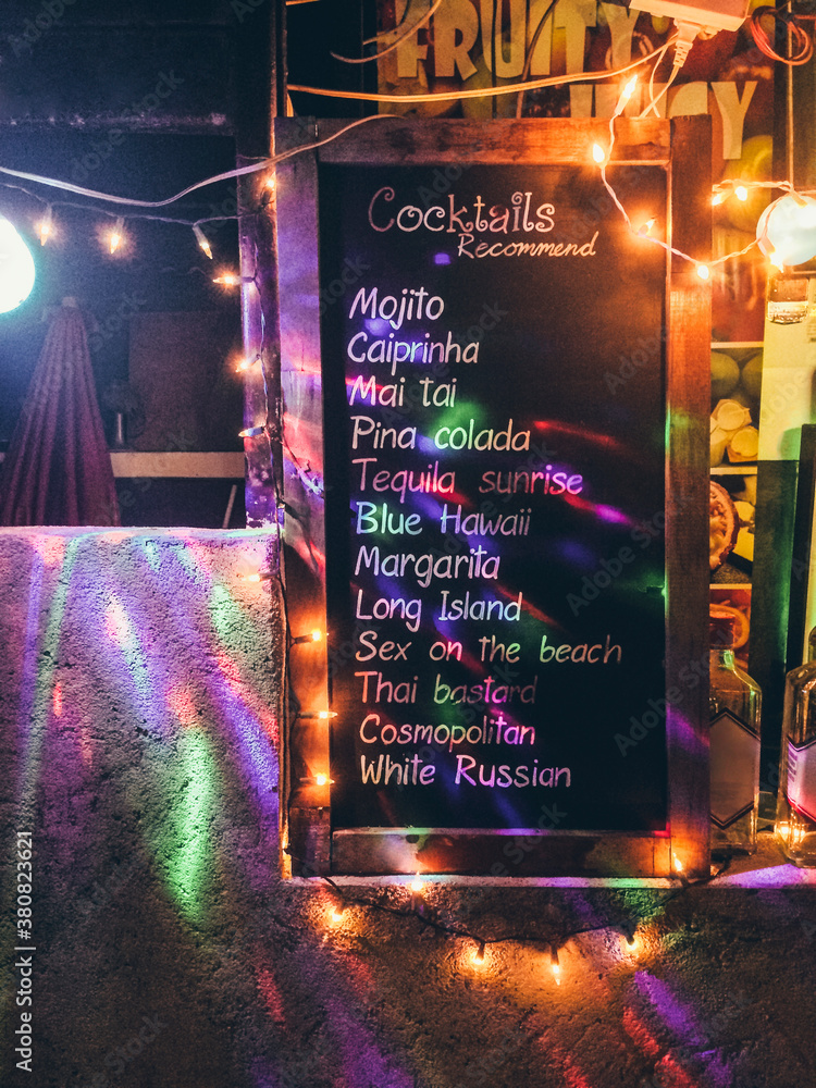 Cocktail Menu at a Night Club Stock Photo | Adobe Stock