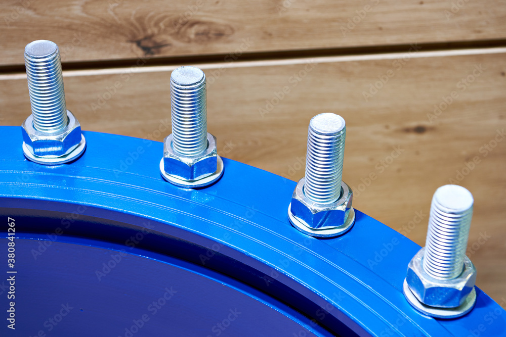 Bolts and nuts on the metal coupling for water supply Stock Photo ...