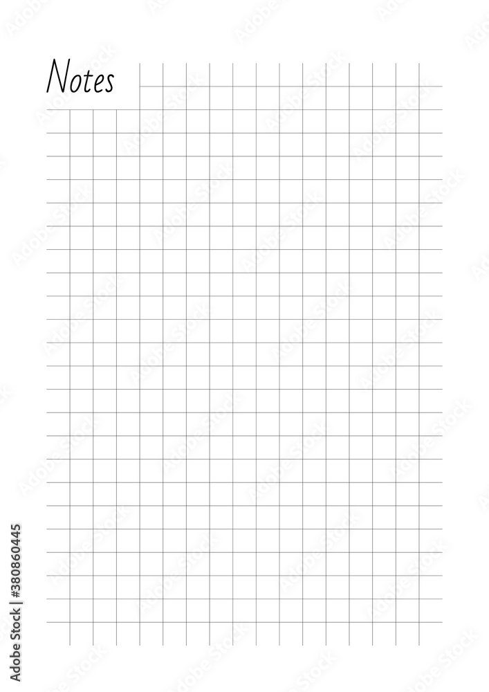 Notes. Blank printable vertical notebook page. Vector 8 ESP. Stock ...
