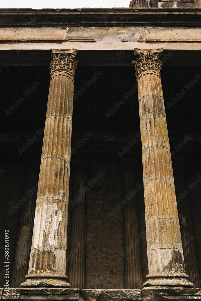 Ancient roman columns in Pompeii Stock Photo | Adobe Stock