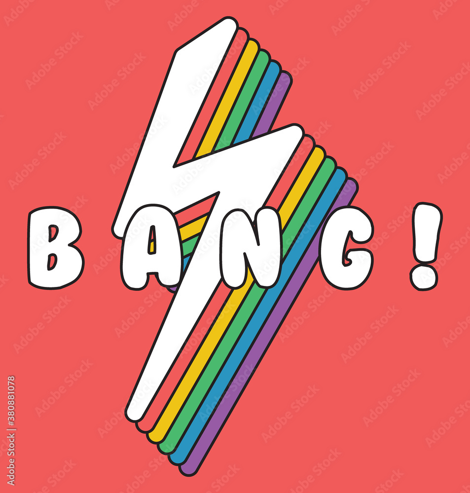 Rainbow Lightning with Bang Slogan Artwork For Apparel and Other Uses ...