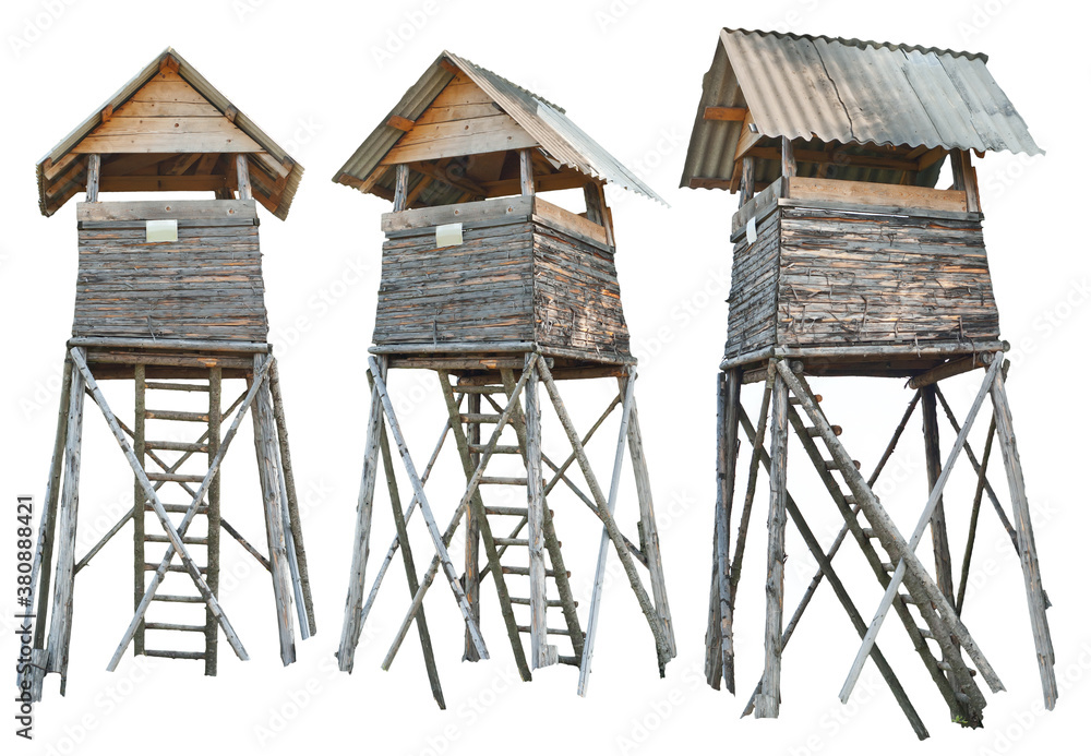 Watchtower isolated on a white background. Mockup for design. Wooden ...