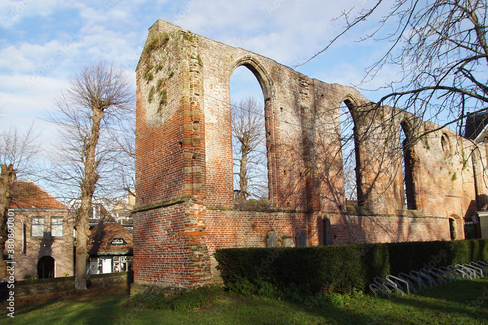 Church ruins of a 15th-century reformed church in Bergen, Netherlands ...