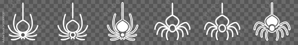 Spider Icon White | Halloween Spiders Illustration | Arachnid Hanging ...