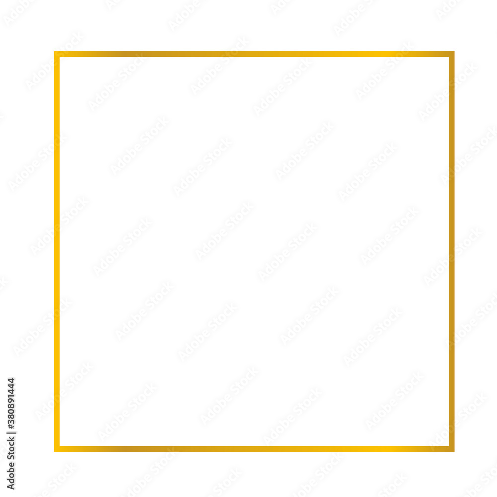 Golden square frame isolated on white background. Gold shiny glowing ...