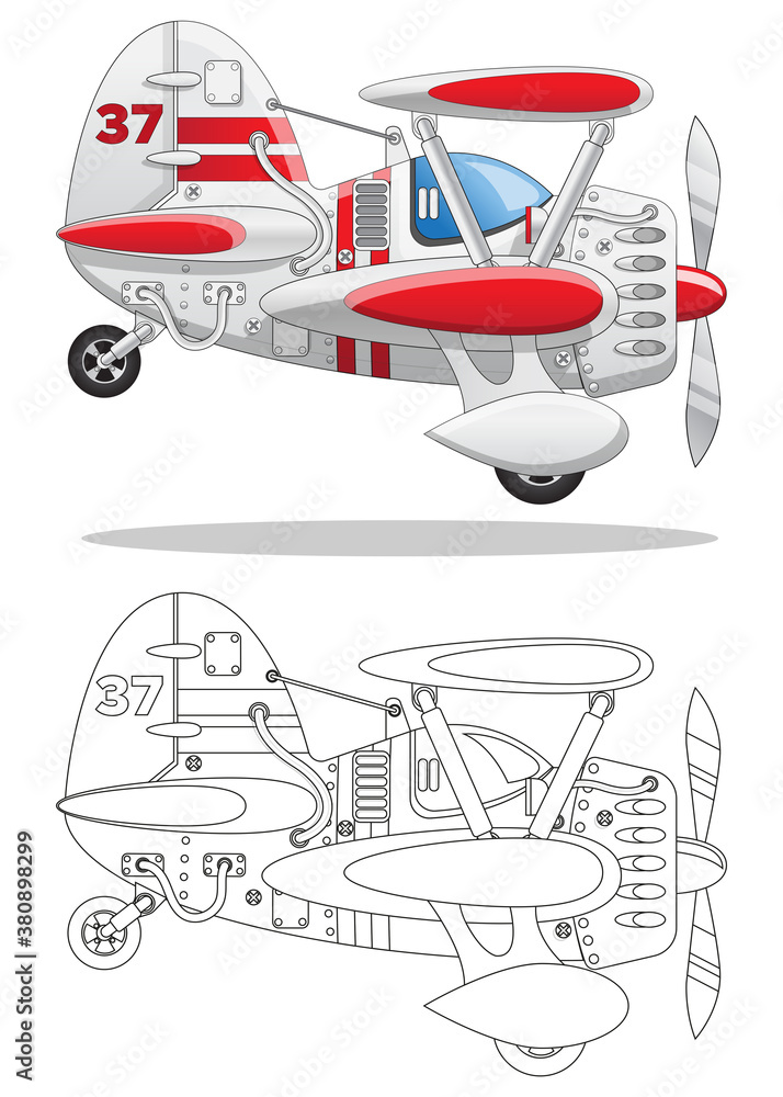 Biplane. Isolated on white background. Vector illustration. Stock ...