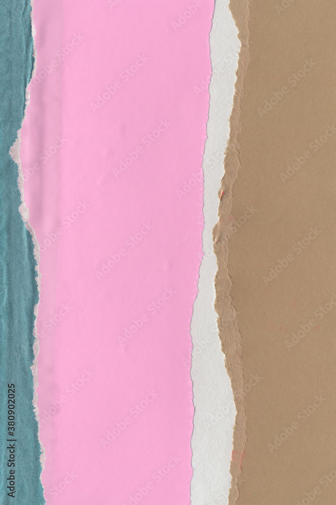 Colorful torn paper collage close-up. Texture made from various paper ...