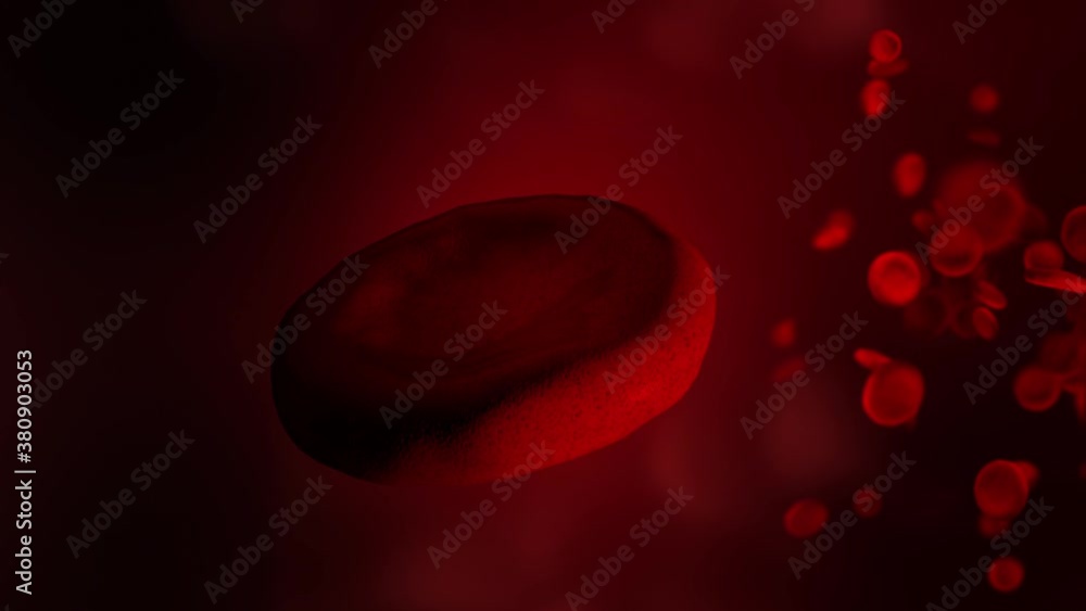 red blood cells in an artery, flow inside body, medical human health ...
