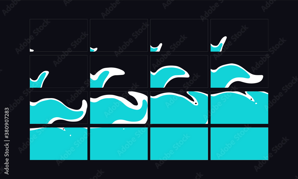 Liquid transition effect. Water Transitions animation for games, cartoon, animation and motion ...