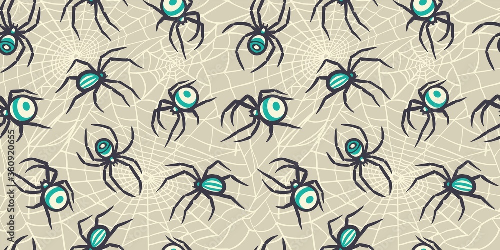 Colored seamless pattern wallpaper with spider for halloween october ...