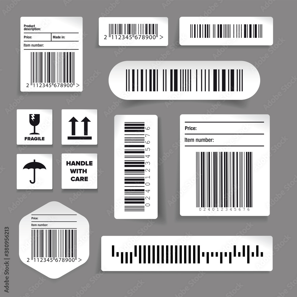 Barcode label vector set stickers Stock Vector | Adobe Stock