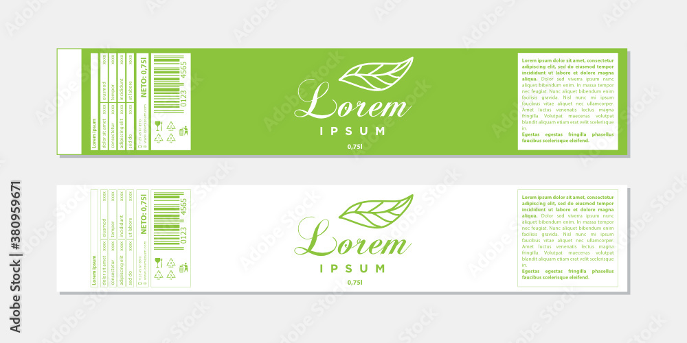 green leaves bottle label. vector Stock Vector | Adobe Stock
