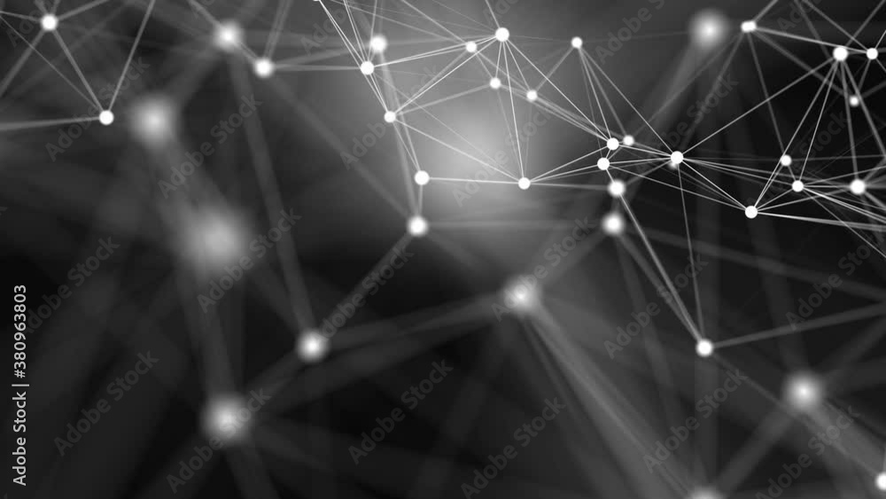 Vidéo Stock Network nodes greyscale plexus Loop background. Net grid of ...