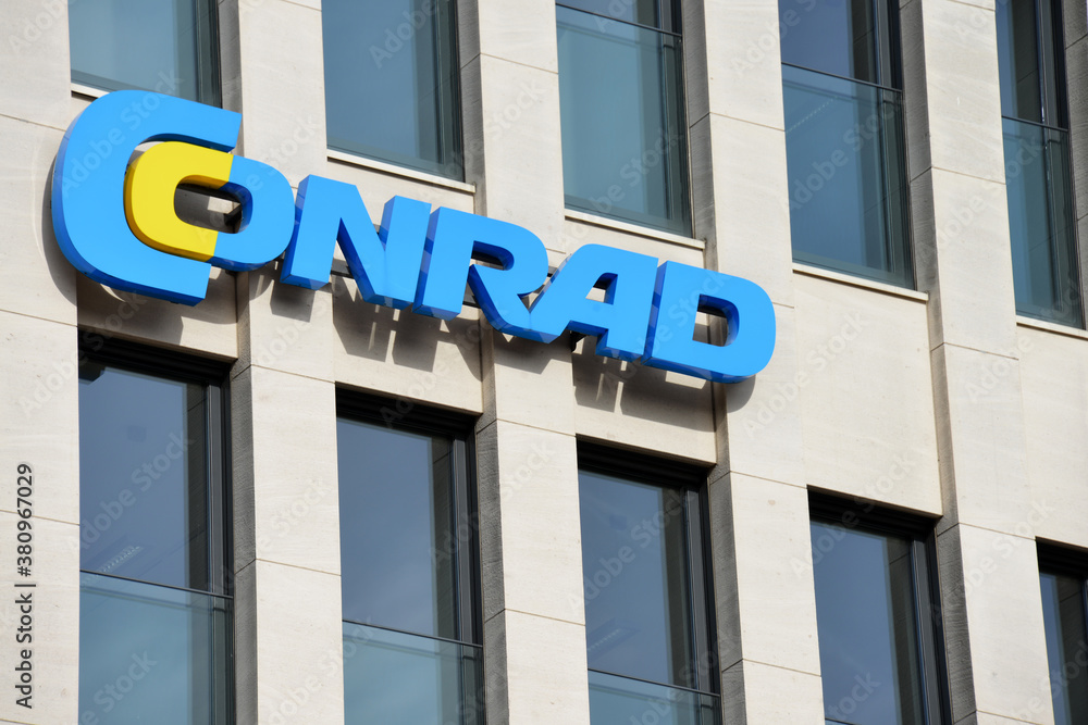 Hamburg / Germany - February 23, 2019: Logo of Conrad Electronic SE in ...