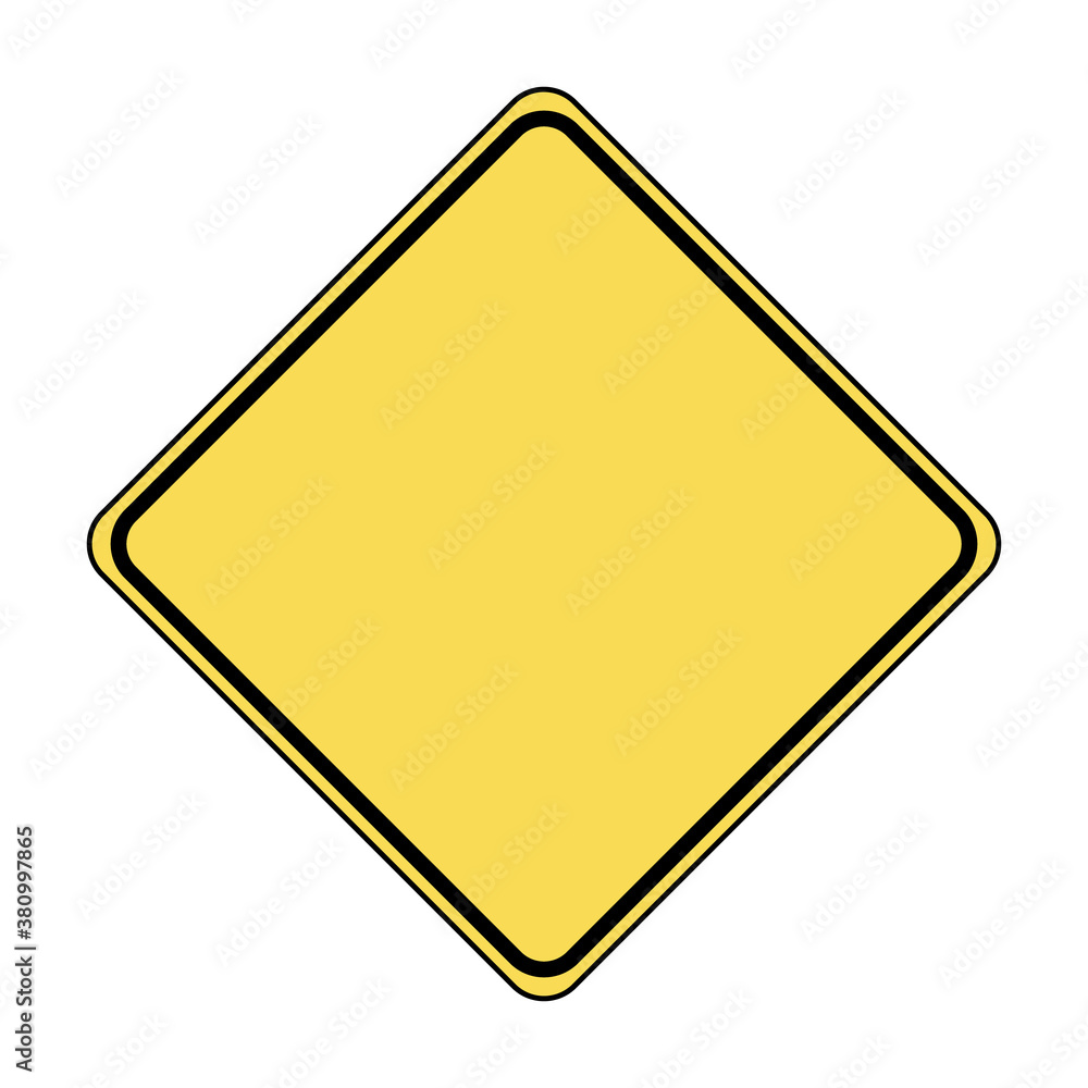 Blank American warning road sign. Vector illustration of yellow diamond ...