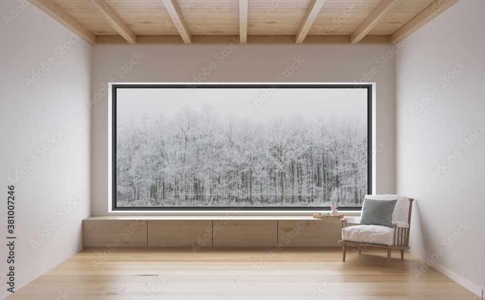 Side window seat 3d render.There are white room,wood seat,decorate ...