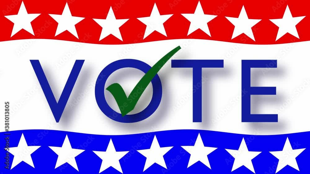 Animation of word VOTE with check mark and drop shadows being written ...