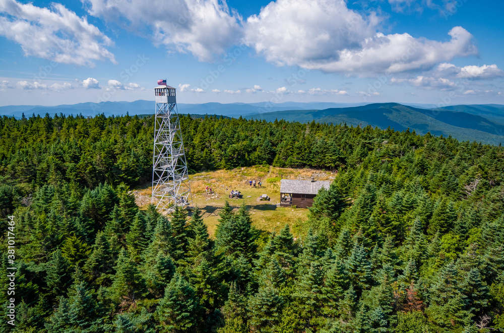 USA Hunter Mountain National Park Scenic aerial view of Fire Tower ...