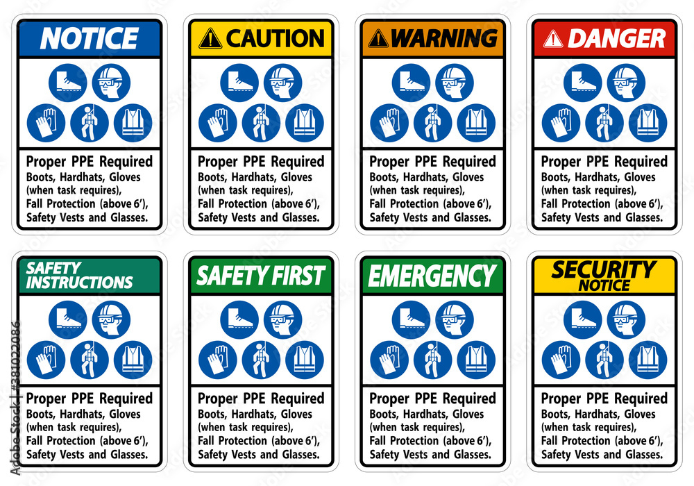 Proper PPE Required Boots, Hardhats, Gloves When Task Requires Fall ...