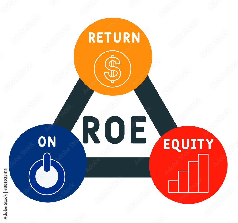 ROE - return on equity business concept background. vector illustration ...