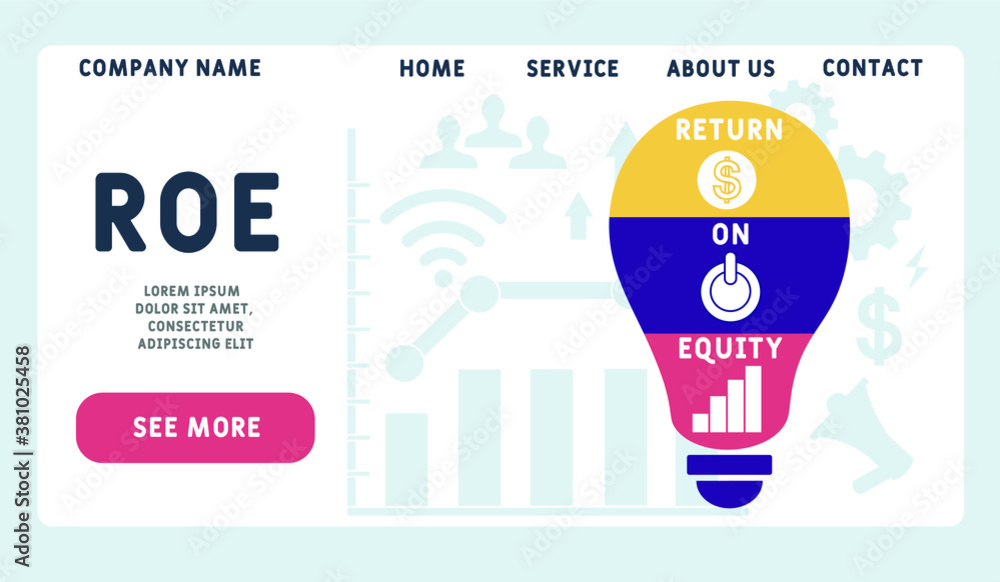 Vector website design template . ROE - return on equity acronym ...