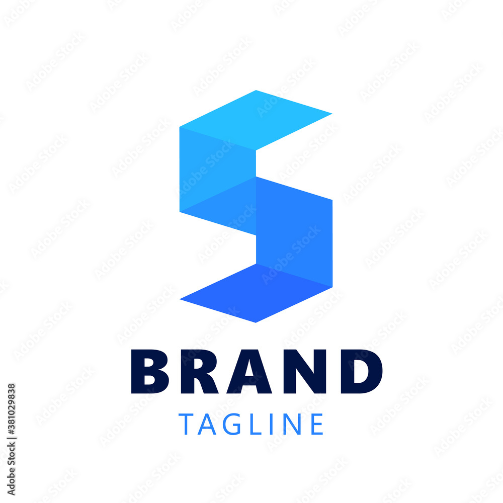 Logo letra S azul Stock Vector | Adobe Stock
