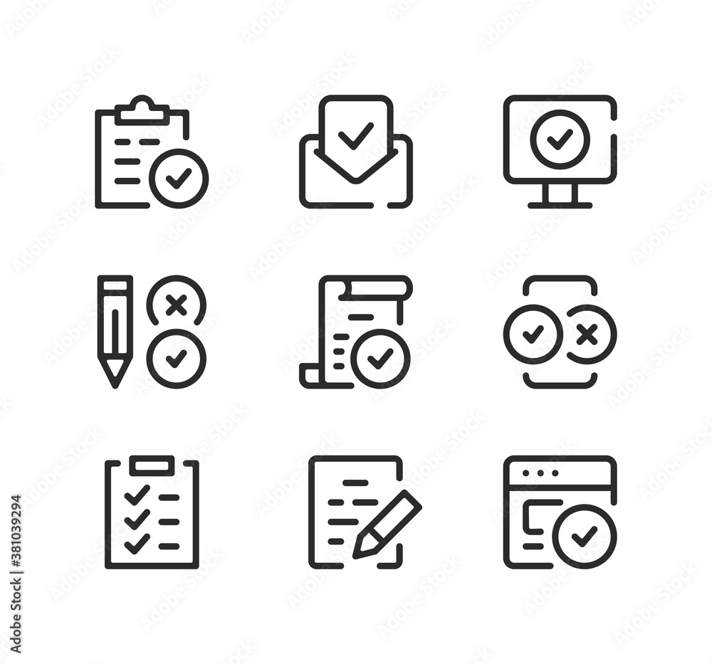 Agreement line icons set. Modern graphic design concepts, black stroke ...