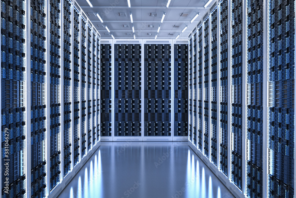 Server room with server tower Stock Illustration | Adobe Stock