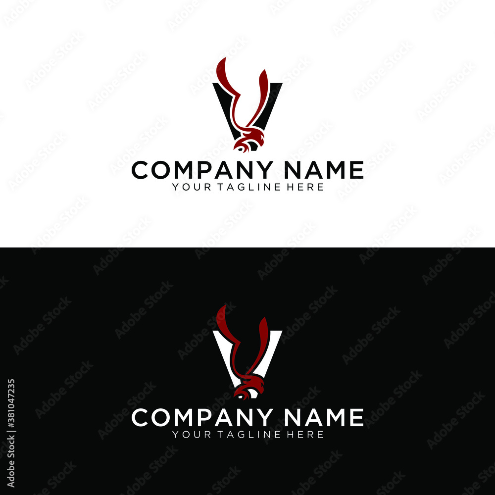 Bird - Letter V logo design. Modern icon design V letter shape with ...