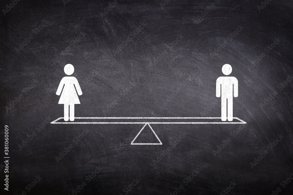 Gender Equality Concept : Male and female figure icon symbols balancing ...