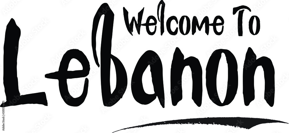 Welcome To Lebanon Country Name Bold Calligraphy Black Color Text on ...