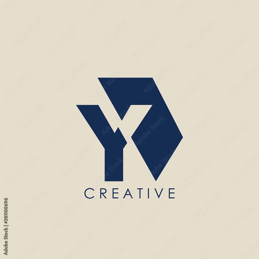 Logo Y Letter Geometrical Techno Half Hexagon. Logo design concept ...