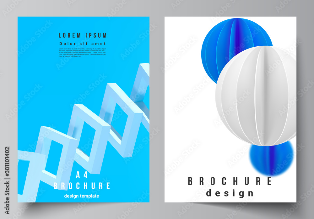 Vector layout of A4 cover mockups templates for brochure, flyer layout ...